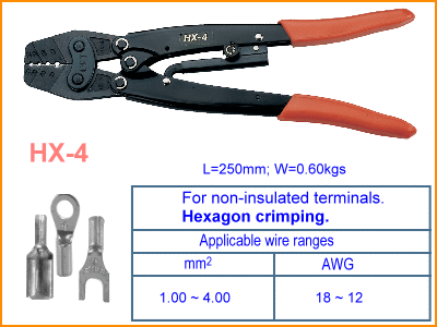 Electrician's tool, crimper, crimping tool, for non-insulated terminals ...